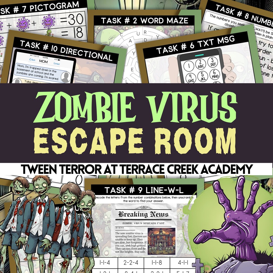 Zombie Virus Escape Room Kit: Tween/teen Printable Game (PDF) - Etsy