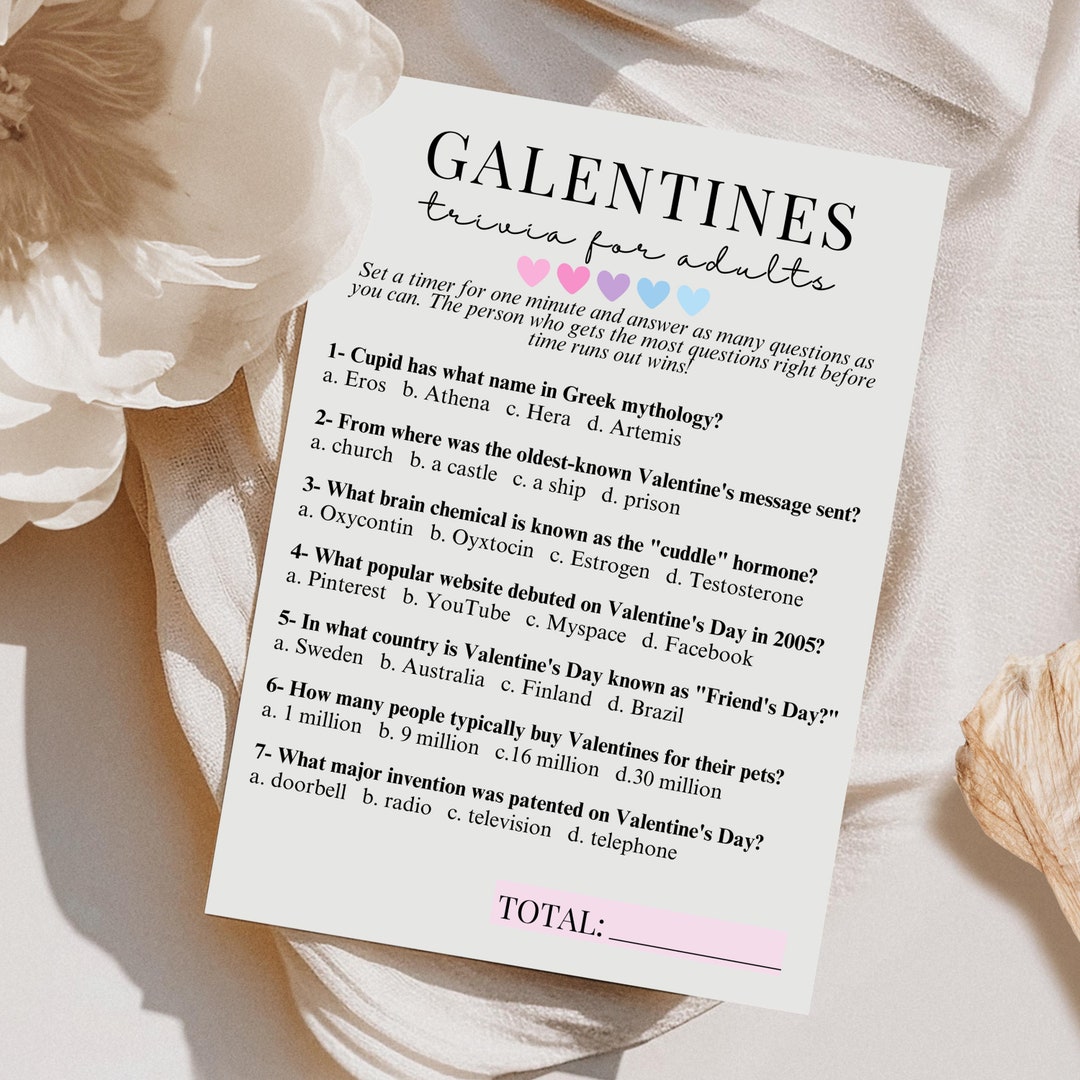 Galentines Trivia Quiz Party Game for Adults for Valentines Ladies or ...