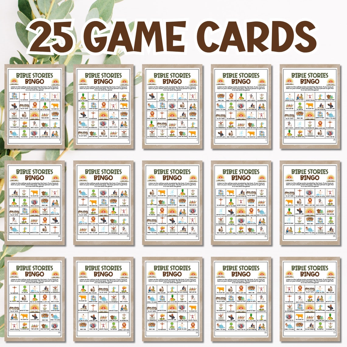 Bible Stories Bingo Game: Sunday School, VBS (digital Download) - Etsy