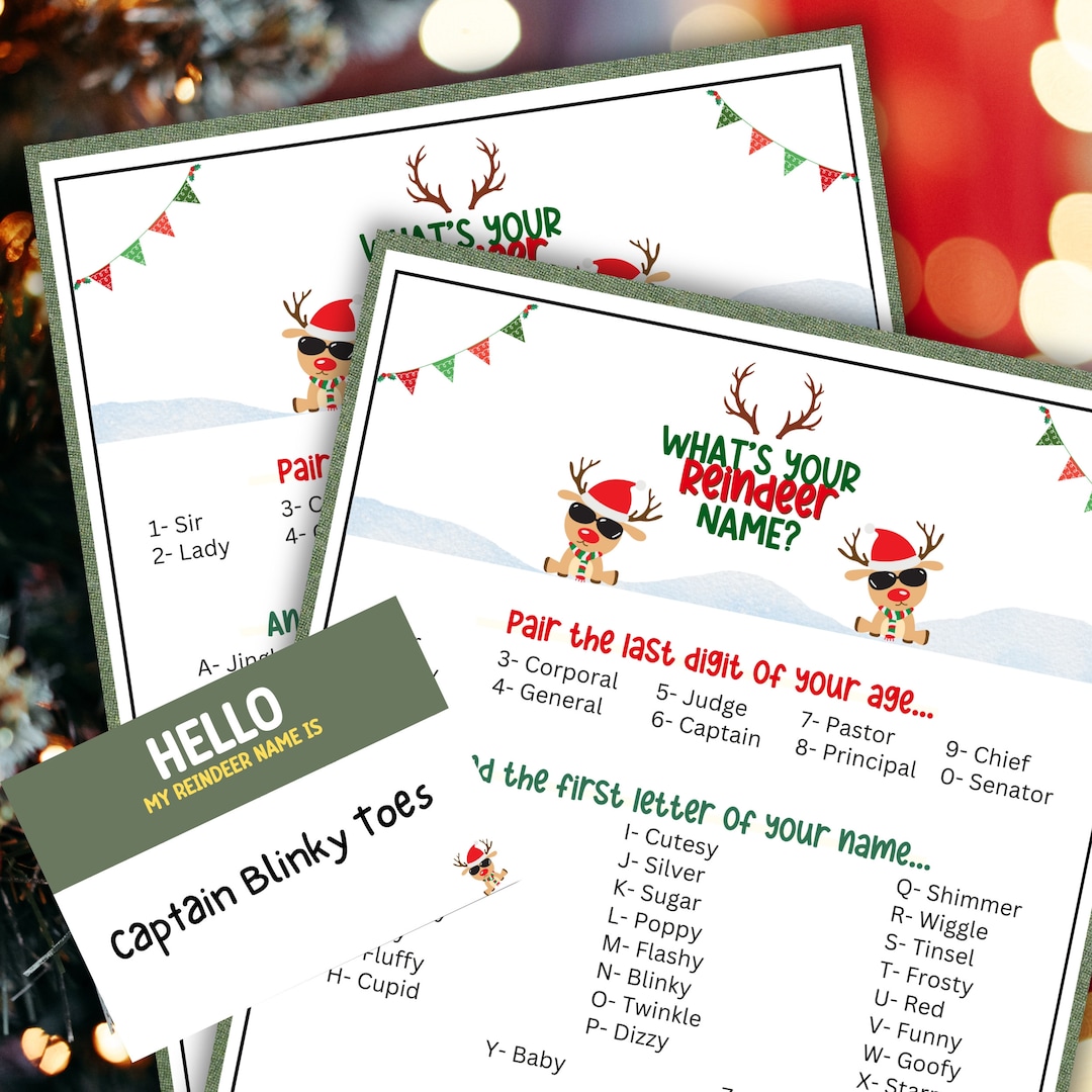 Reindeer Name Game: Christmas Party Activity (digital Download) - Etsy