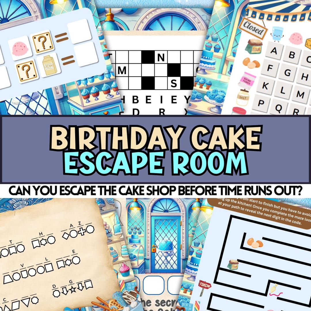 Birthday Cake Escape Room DIY Printable Party Puzzle Game Activity for ...
