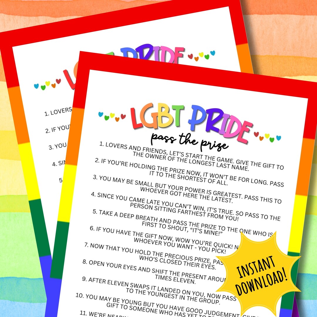 LGBTQ Pride Month Pass the Prize Left to Right Fun Party Game for ...
