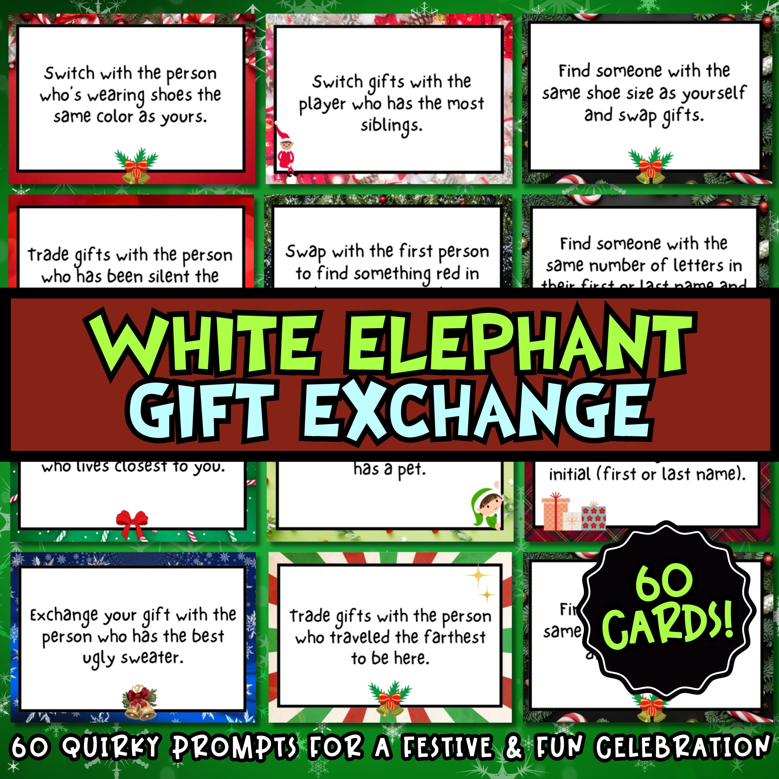 Christmas Gift Exchange White Elephant Yankee Swap Xmas Family Holiday ...