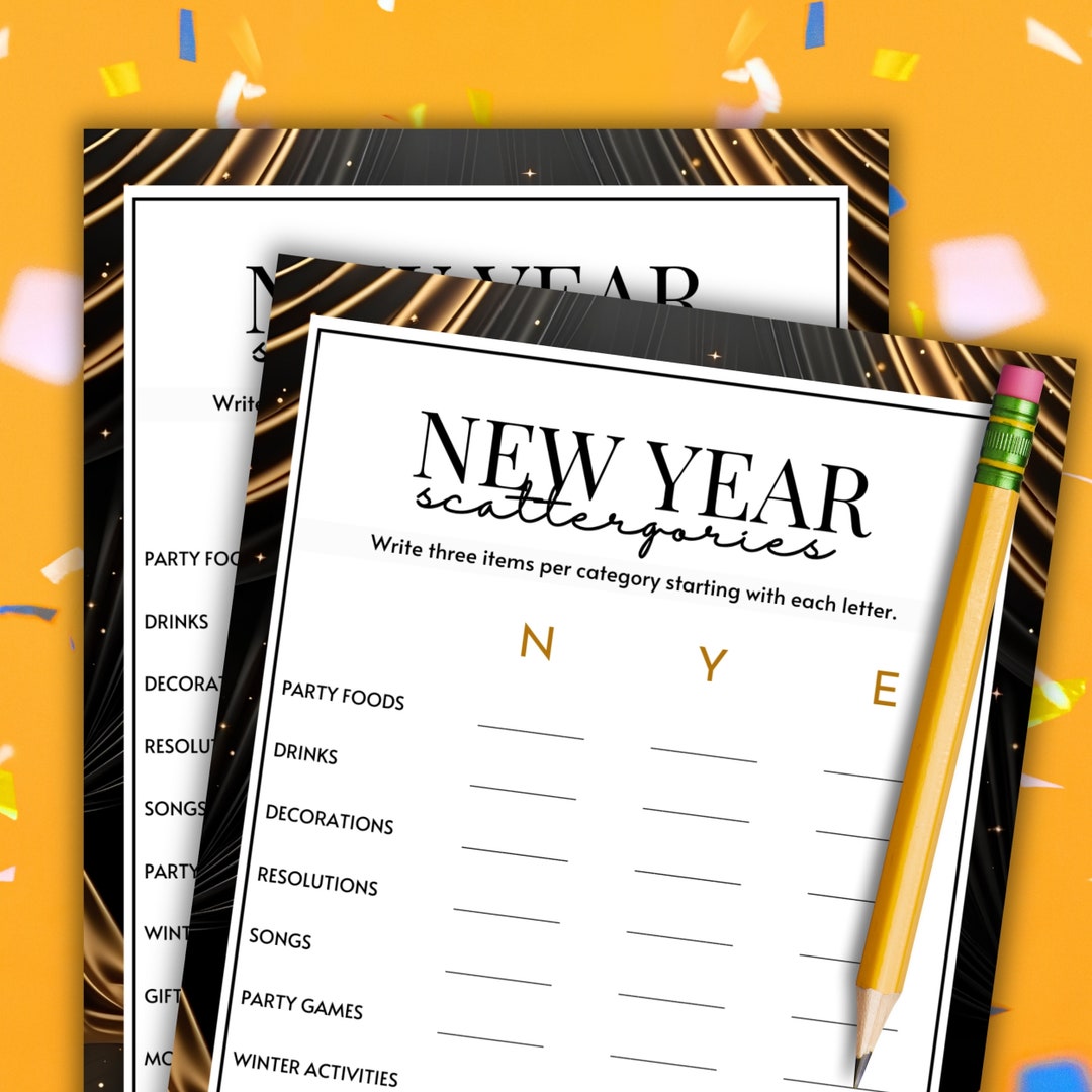 New Year's Eve Scattergories Party Game Word Race Friendly Competition ...