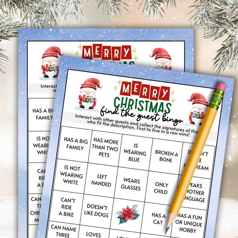 Christmas Find the Guest Bingo: Party Icebreaker Game (digital Download ...