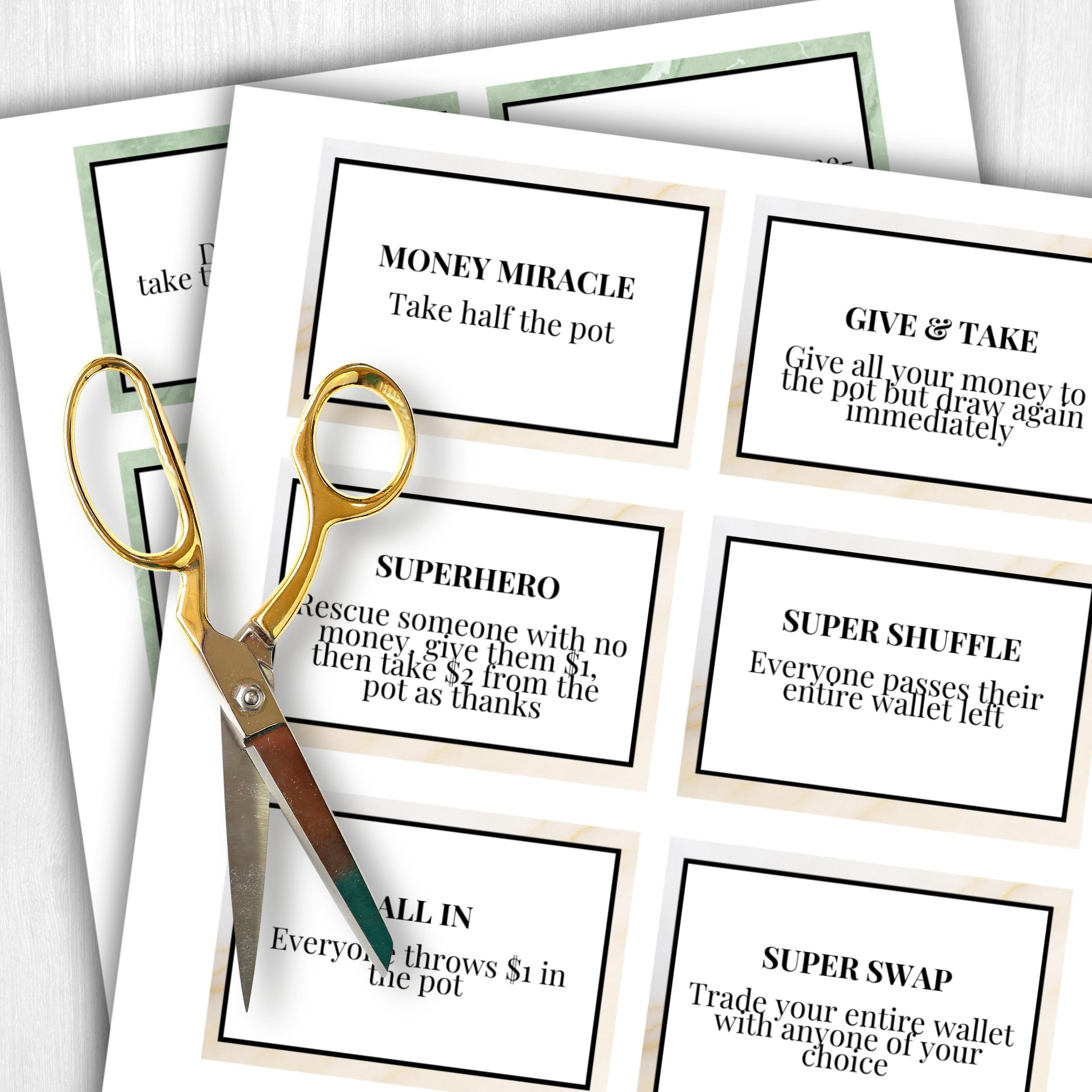 Money Card Game (instant Download PDF) - Etsy