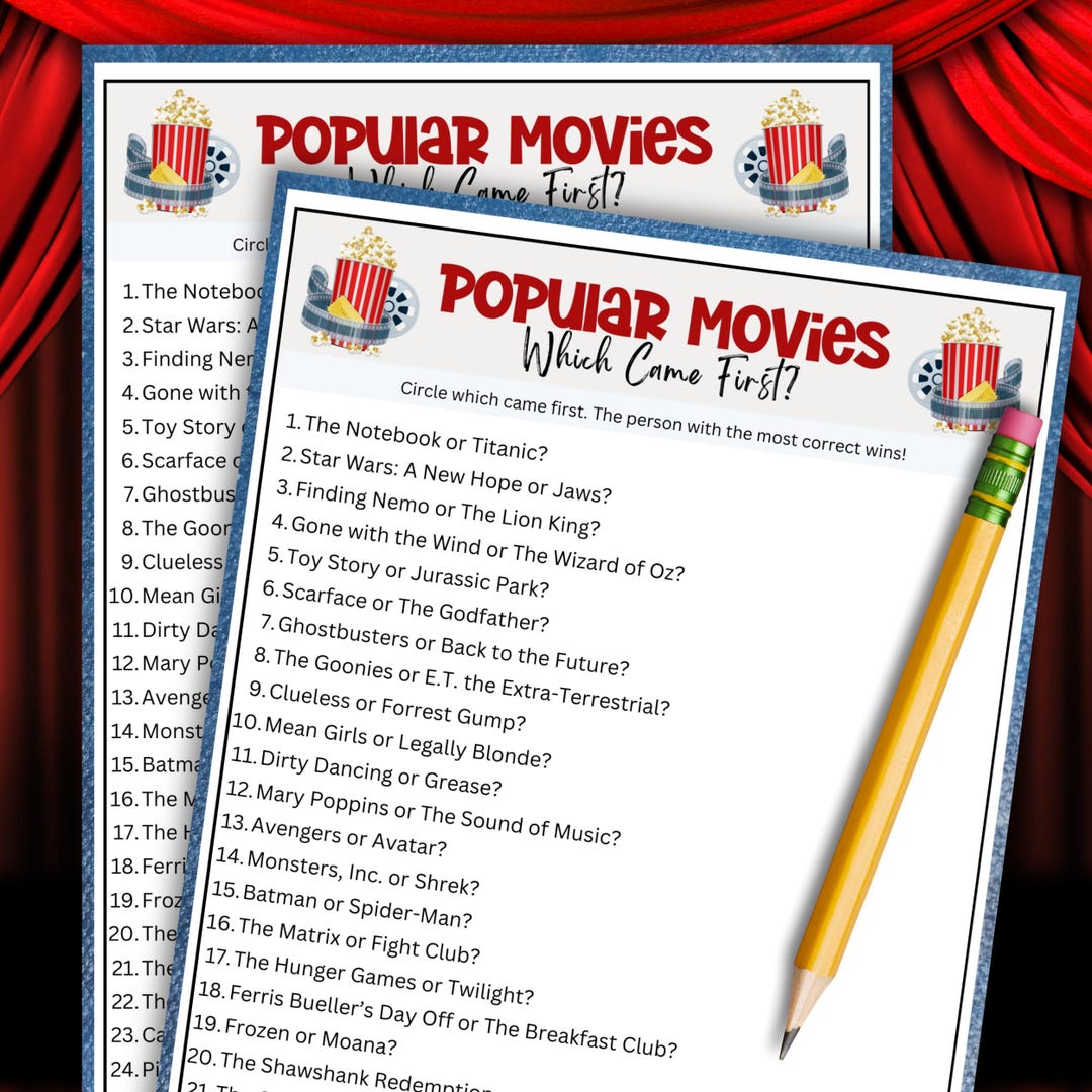 Movie Trivia Guess Which Came First Family Game Night Cult Pop Culture ...