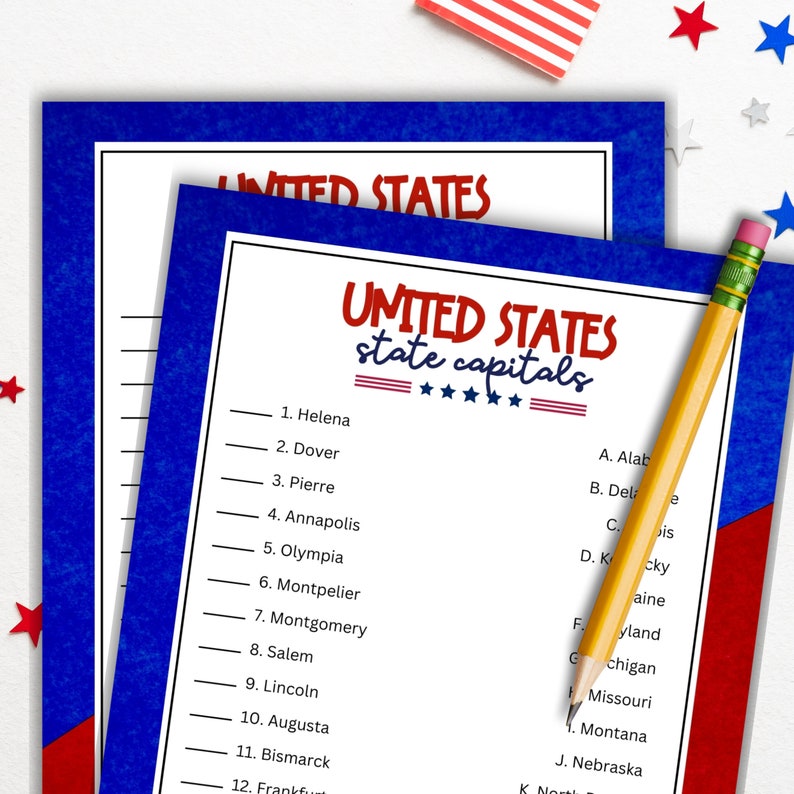 US State Capitals Trivia Party Game for Tweens Kids Seniors and Adults ...