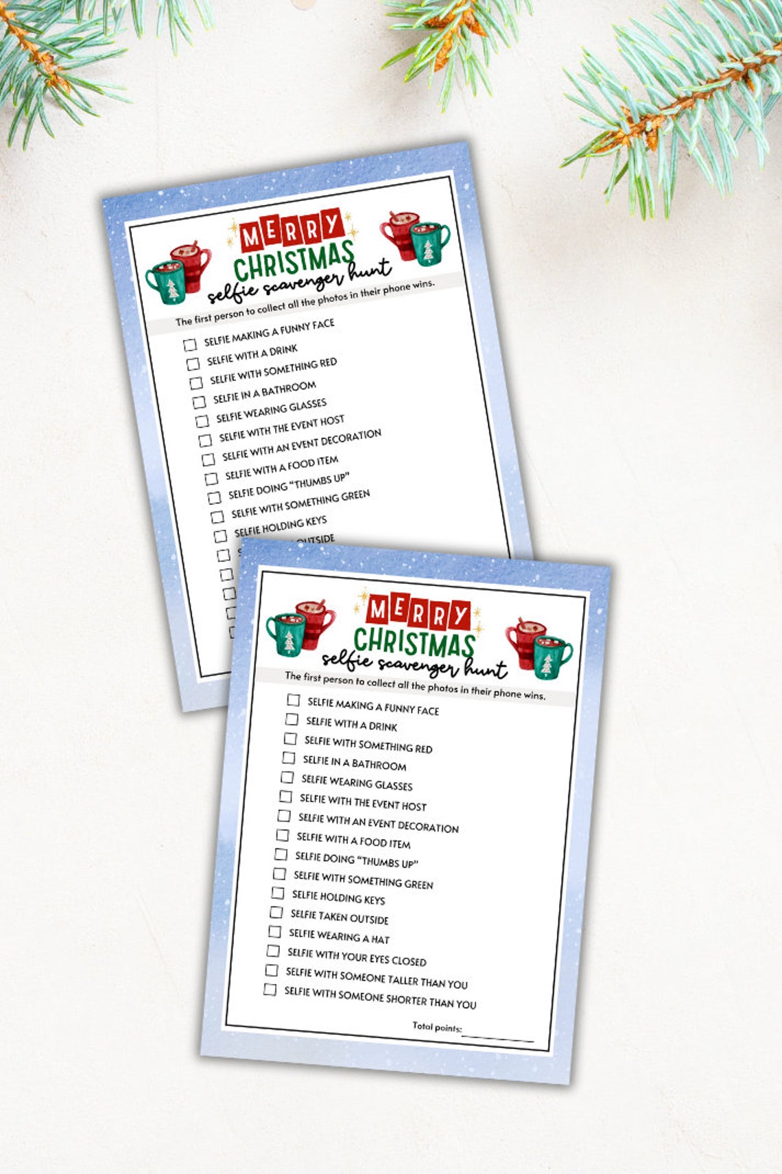 Christmas Selfie Scavenger Hunt Smartphone Photo Party Game Hilarious ...