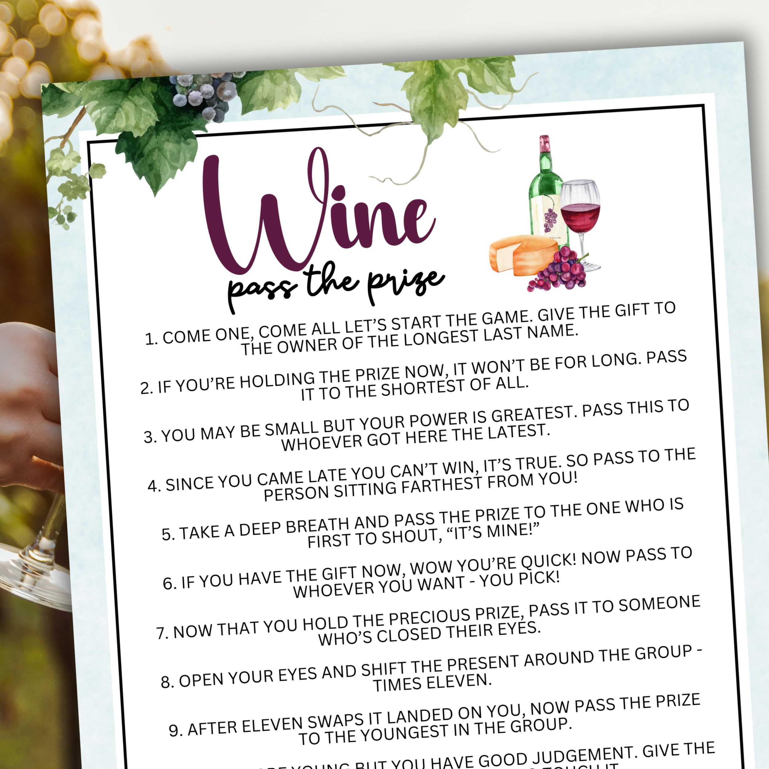 Wine Tasting Game: Pass the Prize Party Activity (PDF) - Etsy