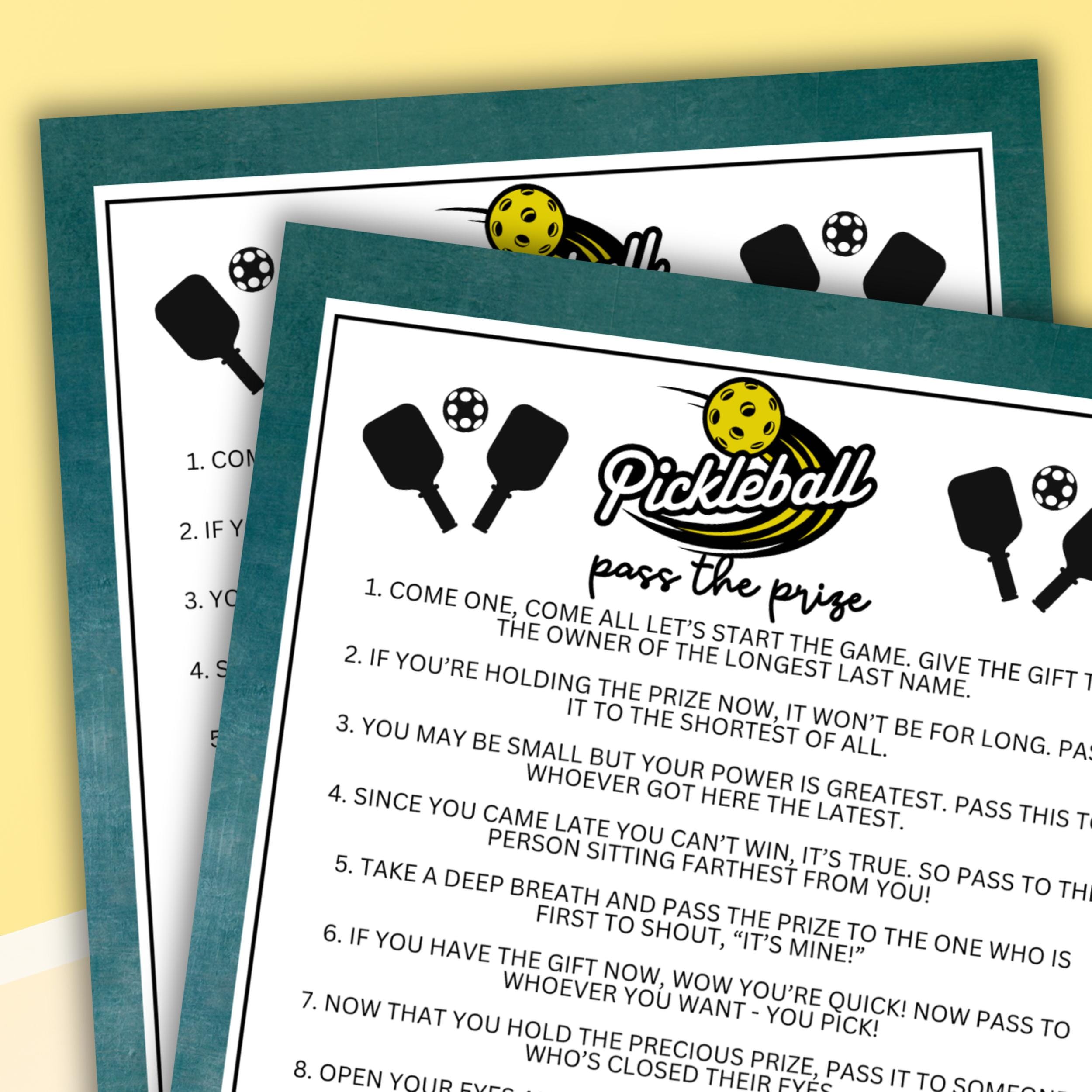 Pickleball Party Game: Pass the Prize Activity (PDF Download) - Etsy