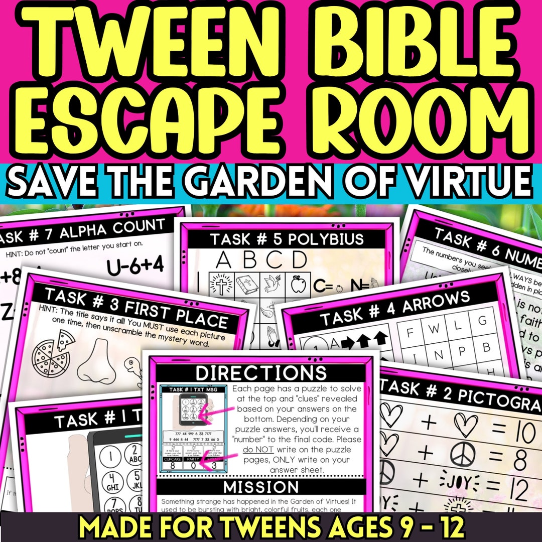 Tween Escape Room Kit for Sunday School Youth Group and Bible Religious ...