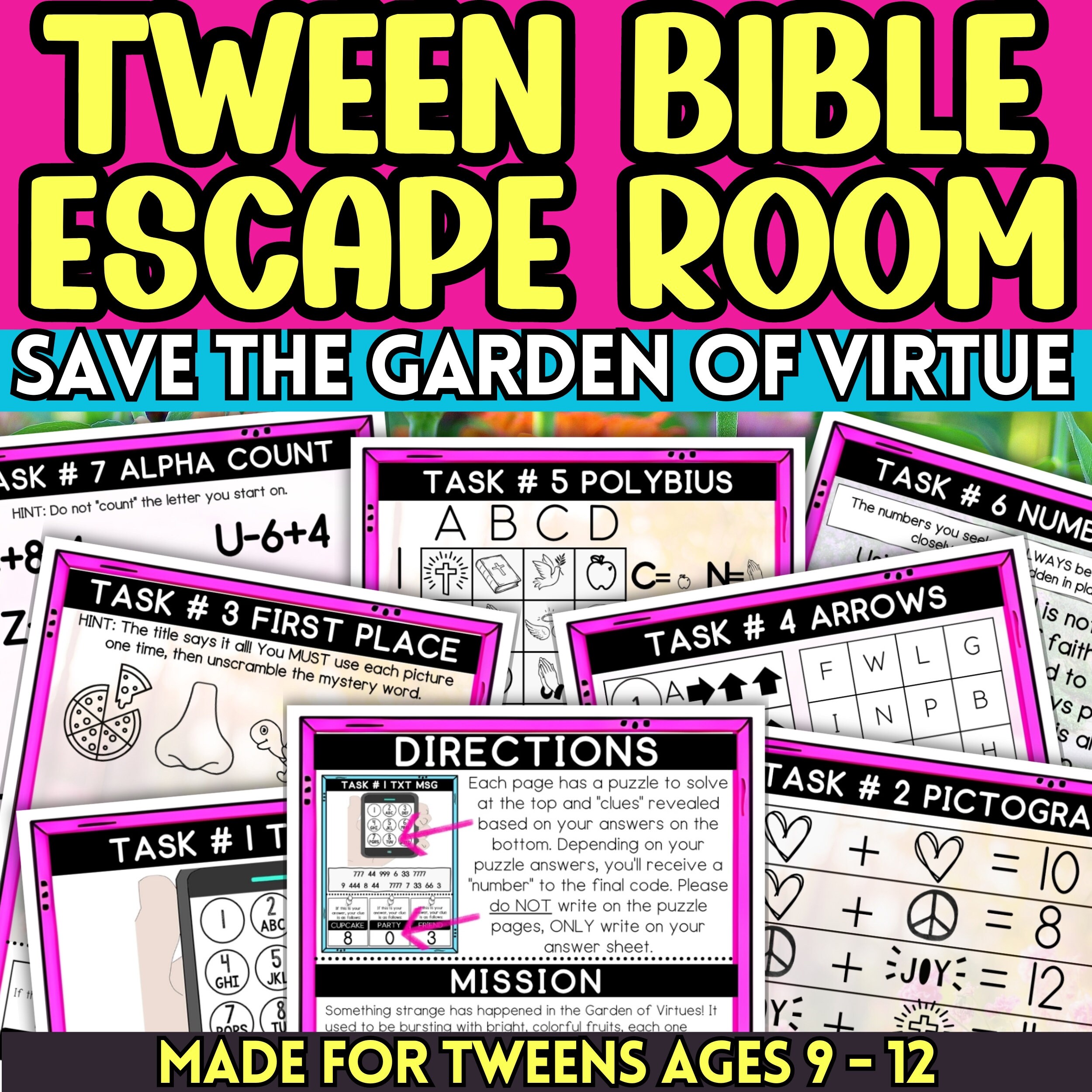 Tween Escape Room Kit for Sunday School Youth Group and Bible Religious ...