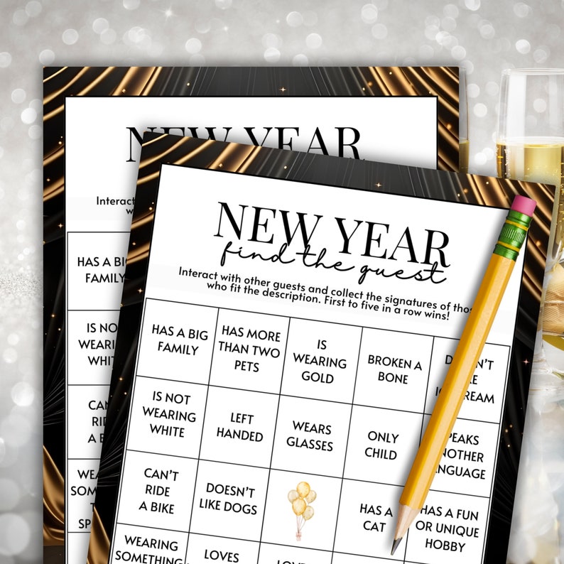 New Year's Eve Find the Guest BINGO Meet Someone Person Who Icebreaker ...