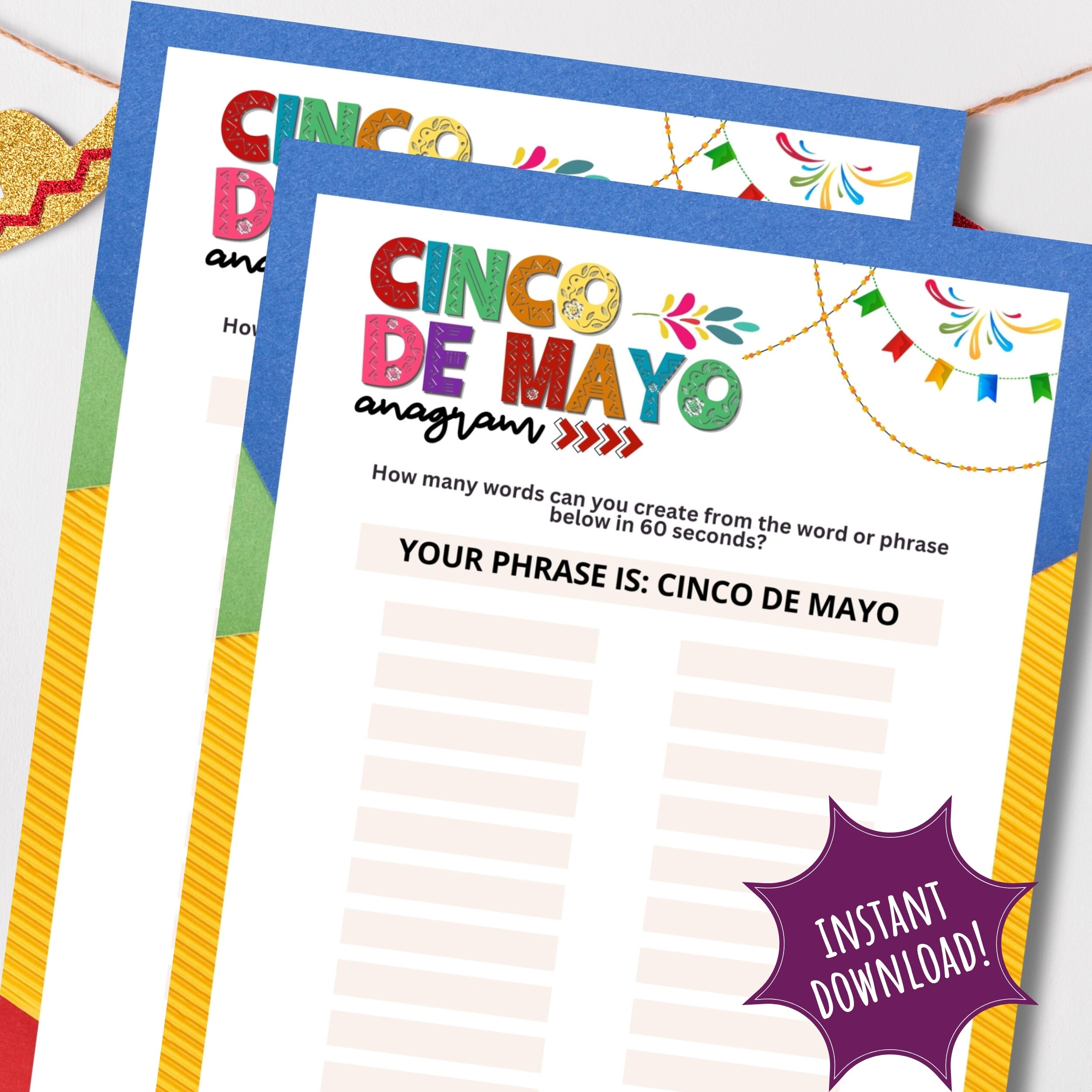 Cinco De Mayo Printable Game and Anagram Word Scramble to Search for ...