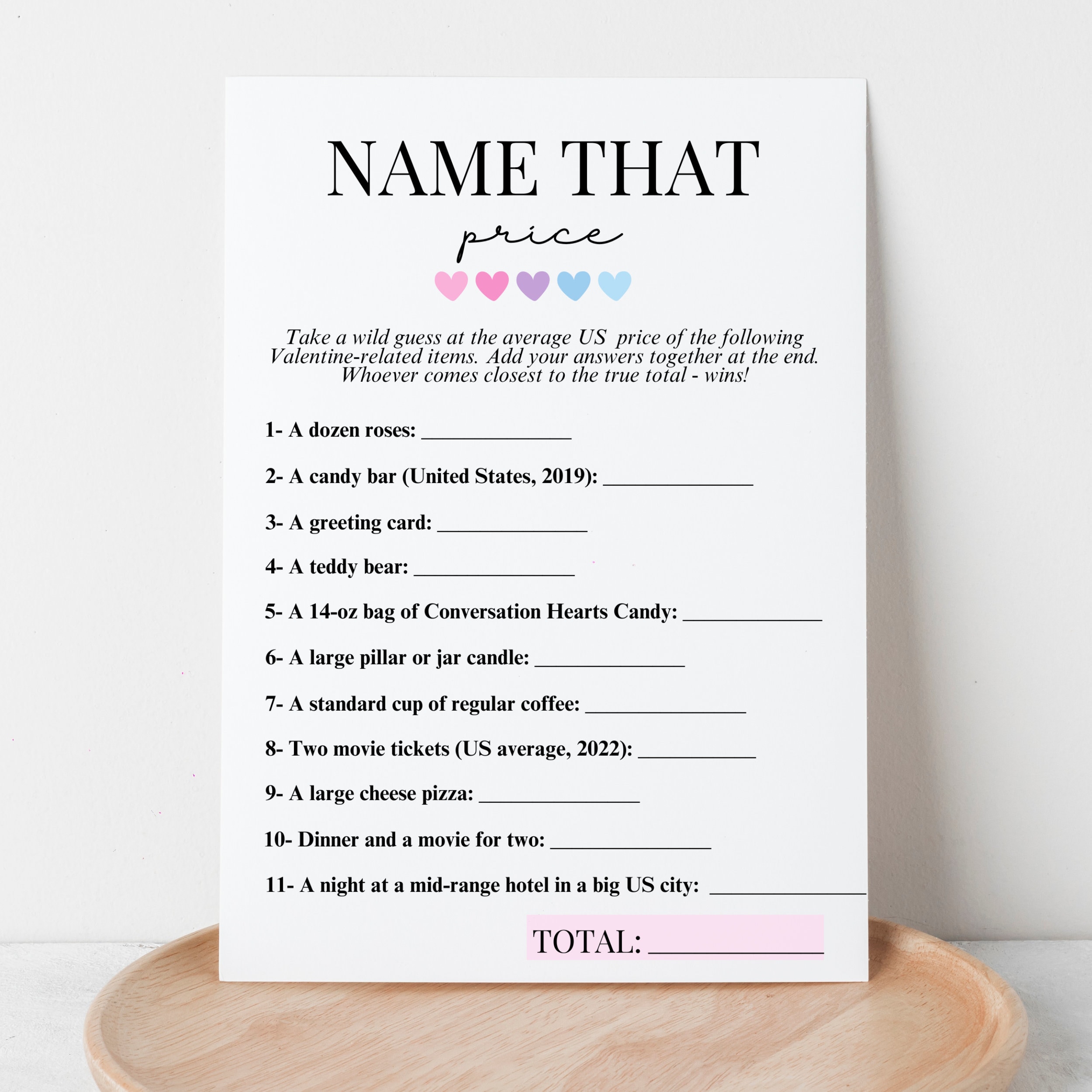 Galentines Day Price is Right Money Matching Game Guess How Much ...