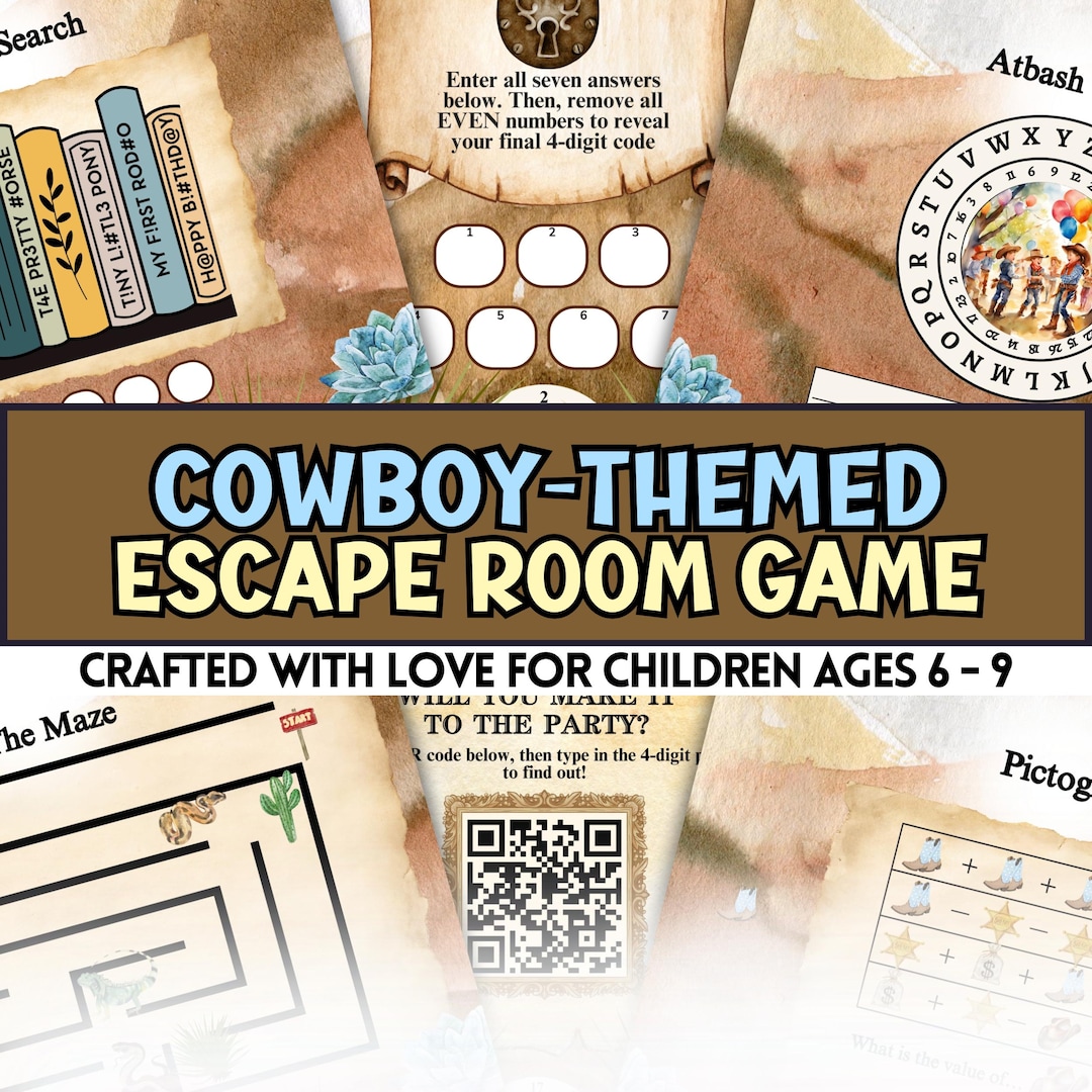 Cowboy Escape Room: Wild West Birthday Party Game (ages 6-9) (printable ...