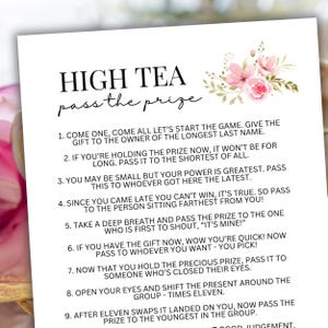 High Tea Pass the Prize Game: Bridal Shower Activity (PDF) - Etsy