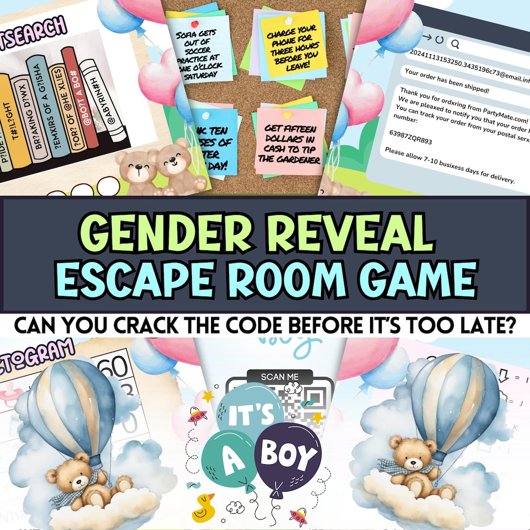 Gender Reveal Escape Room It's A Boy DIY Printable Party Puzzle Game ...