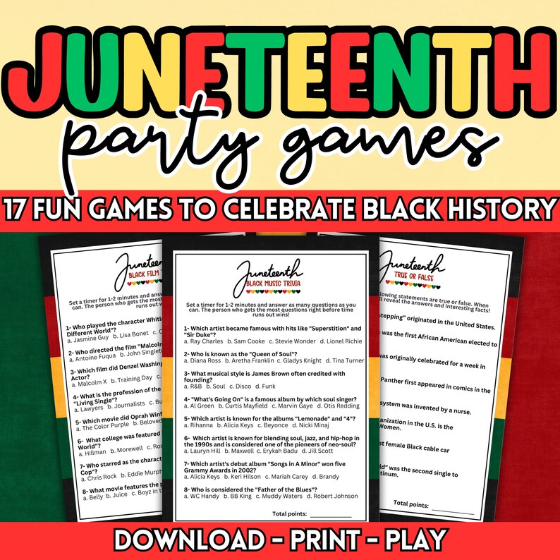 Juneteenth Games Bundle of Trivia Questions and Word Puzzle Activities ...