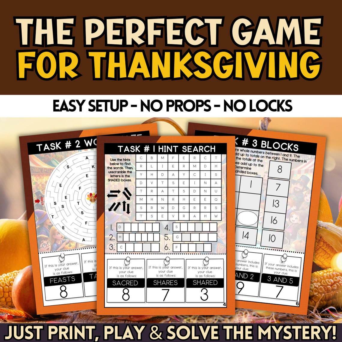 Thanksgiving Turkey Escape Room Game: Printable Tween/teen Activity ...