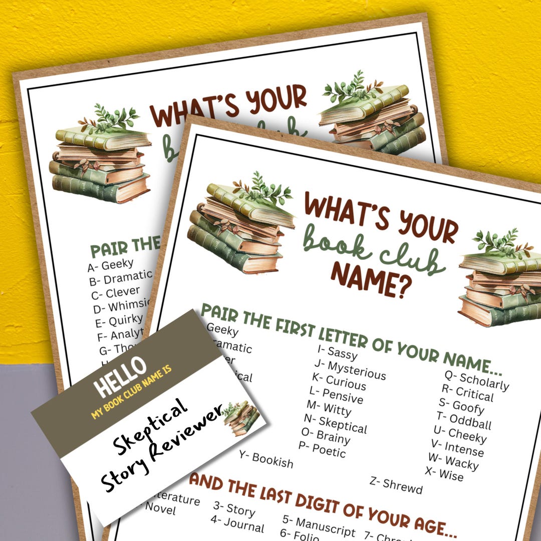 Book Club Name Generator Game: Bookworm Icebreaker (digital Download ...