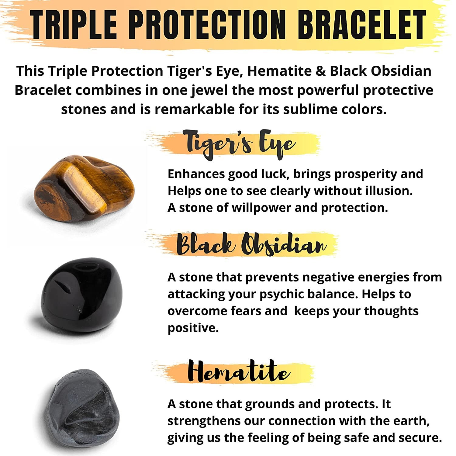 Triple Protection Bracelet for Women, Tiger Eye Bead Bracelets ...
