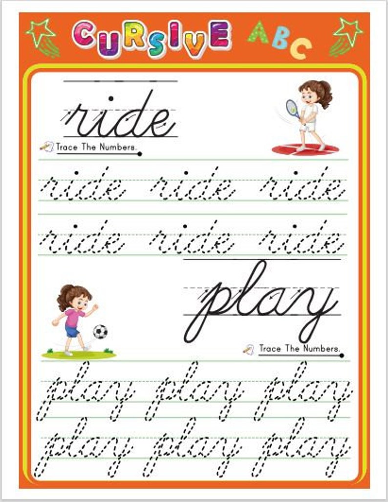 Cursive for Kids Sight Words Sports Printable - Etsy