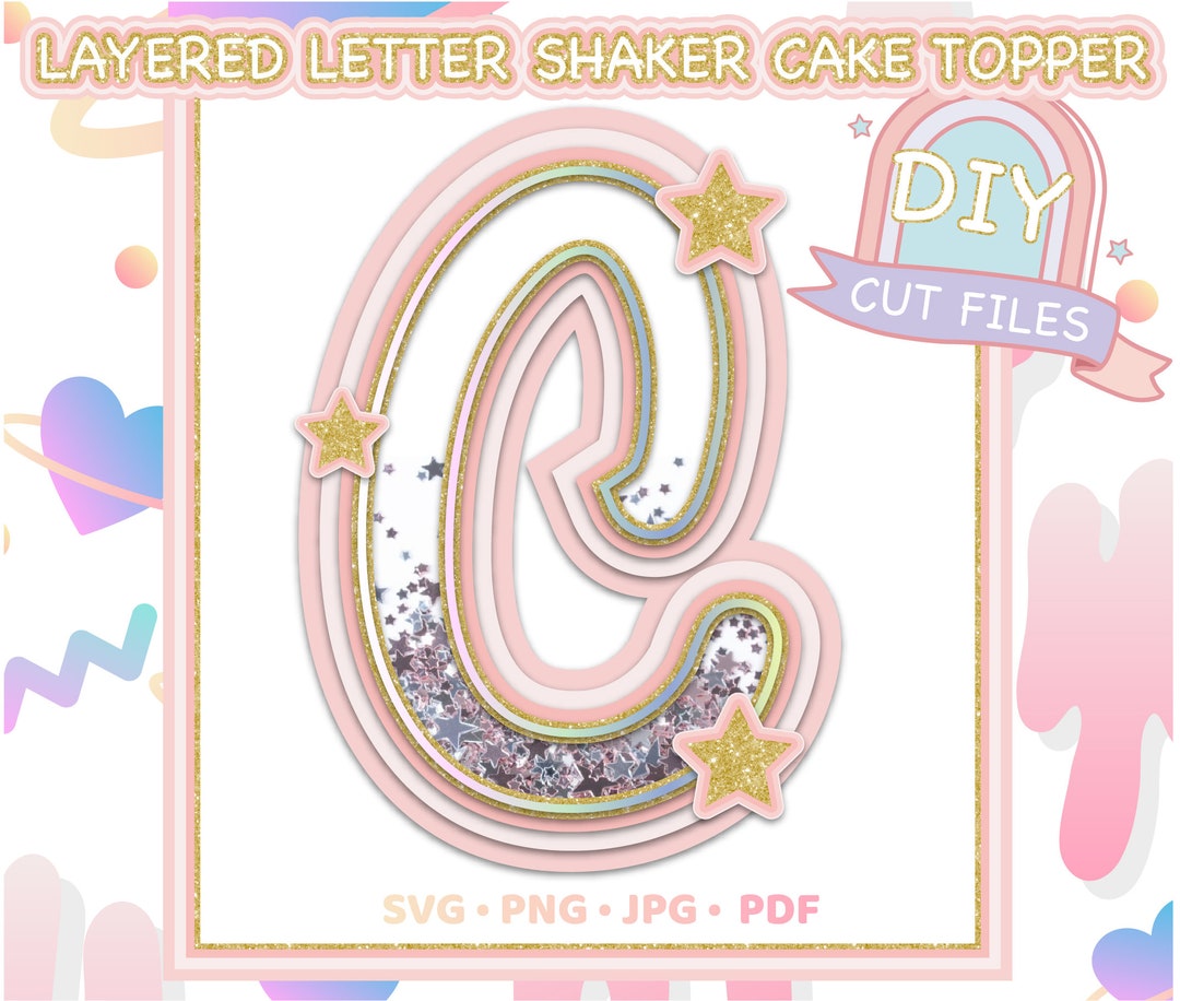 Layered Letter C 3D Shaker Cake Topper SVG Cut Files Cricut - Etsy Canada