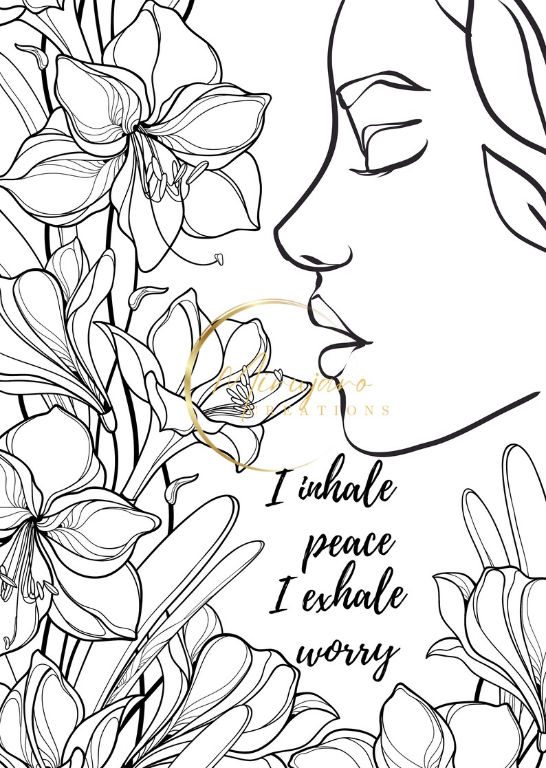 Printable Inhale Exhale DIGITAL Coloring Page INSTANT DOWNLOAD - Etsy