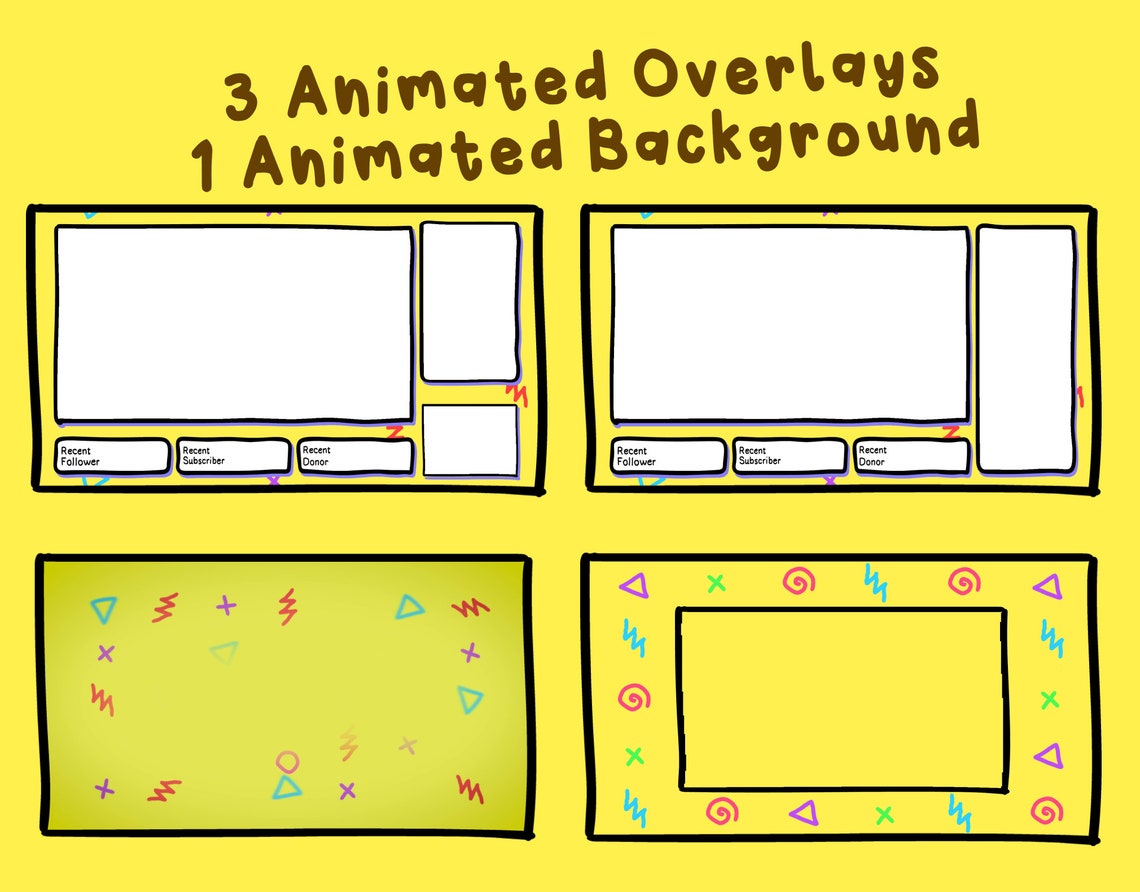 ANIMATED Stream Overlay Package | Retro 90s Cartoon Aesthetic ...