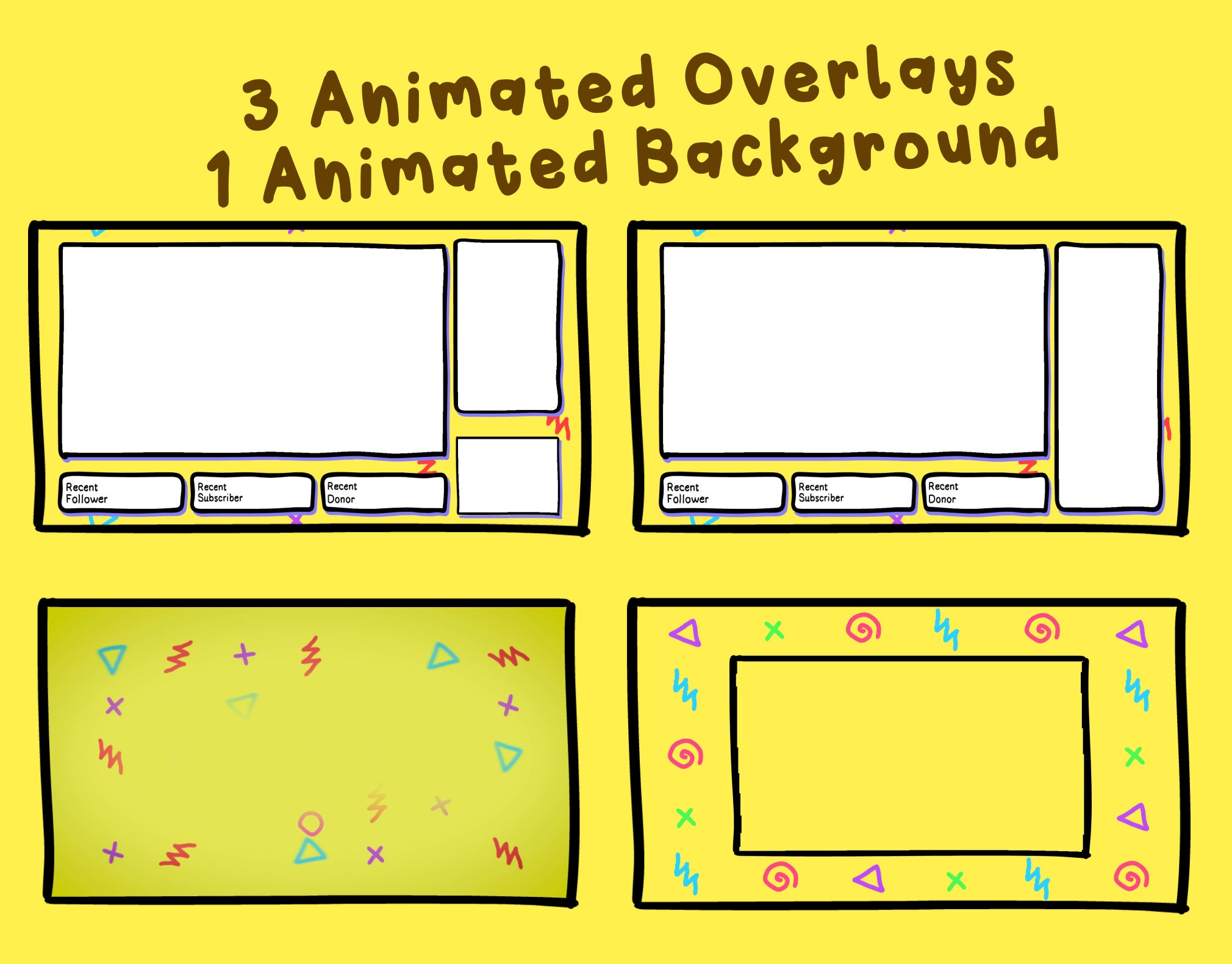 ANIMATED Stream Overlay Package | Retro 90s Cartoon Aesthetic ...