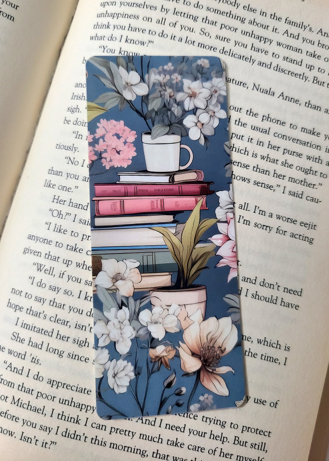 Bookstack Plants Tea Floral Laminated Classic Bookmark Gift for ...