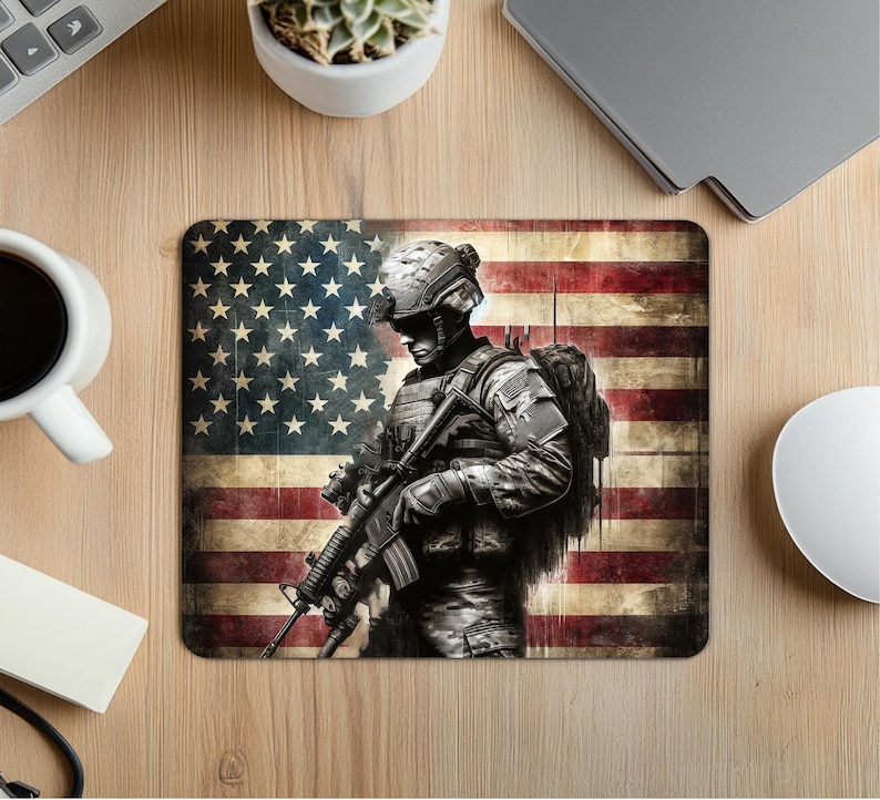 Army Military Soldier Flag Mouse Pad Support Our Troops and Veterans ...