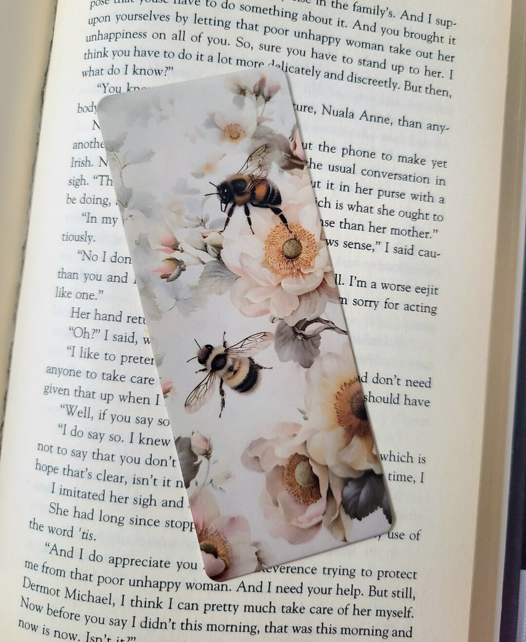 Bee Lover Floral Laminated Classic Bookmark Gift for Booklovers Bees ...