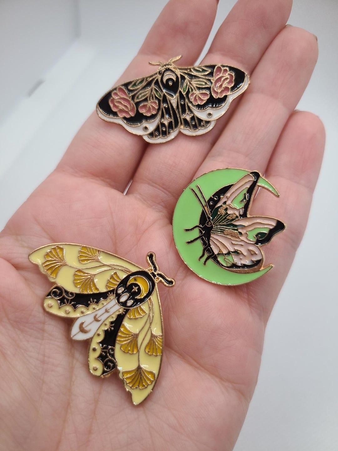 Moth Pins Celestial Moon Moth Gold Enamel Pins - Etsy