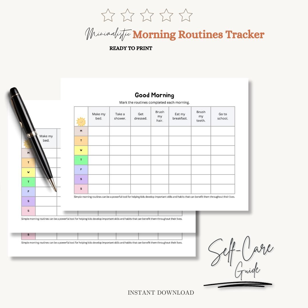 Morning Routines Tracker Worksheet, Daily Routine Planner, Time ...