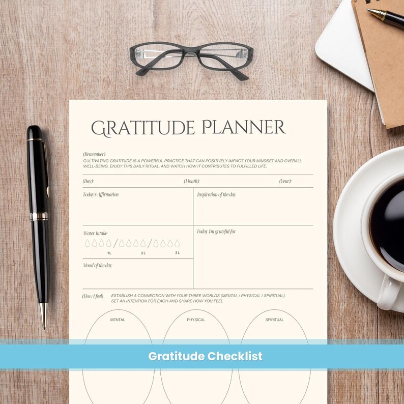 Minimalist Gratitude Daily Checklist, Gratitude Checklist, Mindfulness ...