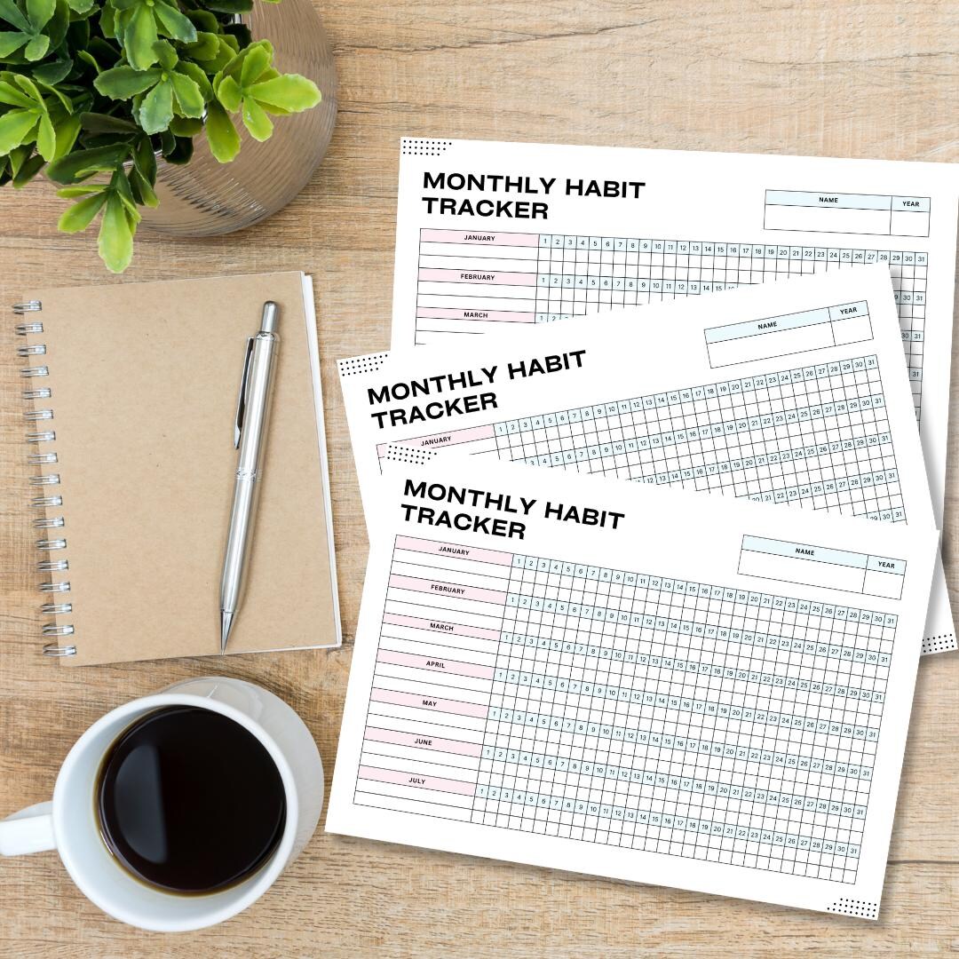 Monthly Habit Tracker, Goal Setting Planner, Habit Calendar, Daily ...