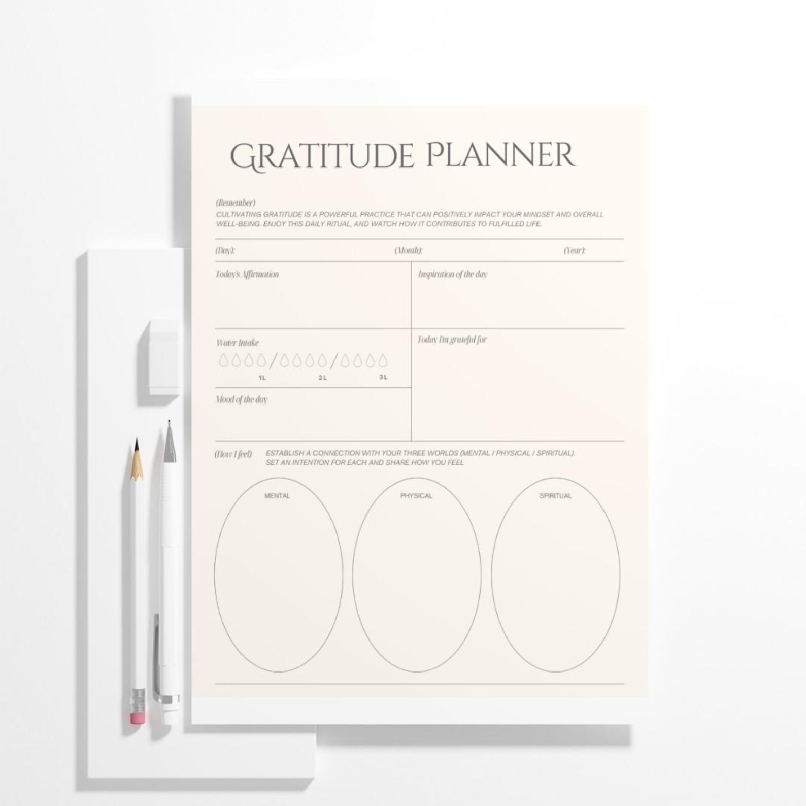 Minimalist Gratitude Daily Checklist, Gratitude Checklist, Mindfulness ...