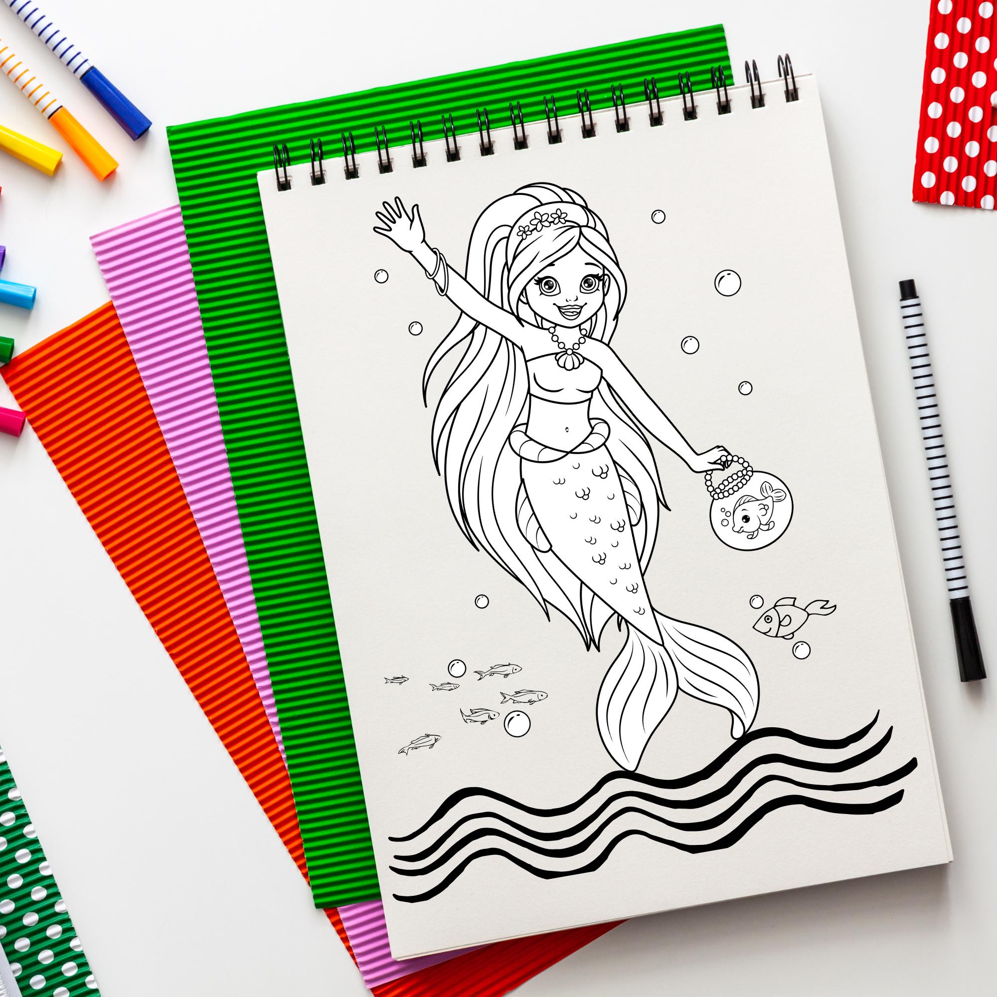 Mermaid Coloring Pages for Kids 20 Printable Sheets of Underwater Fun ...