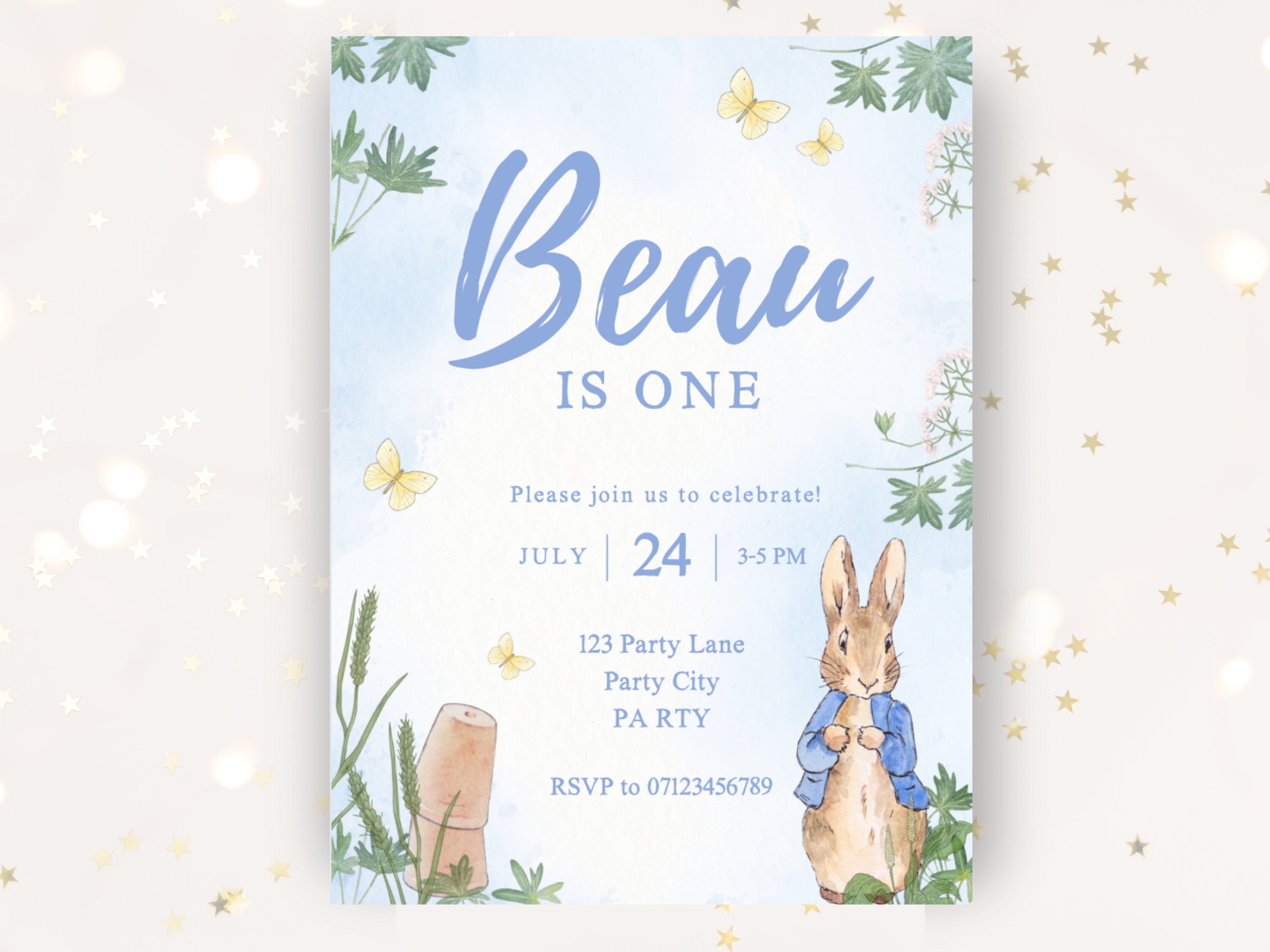 Peter Rabbit Birthday Invitation, Editable Peter Rabbit Invitation ...