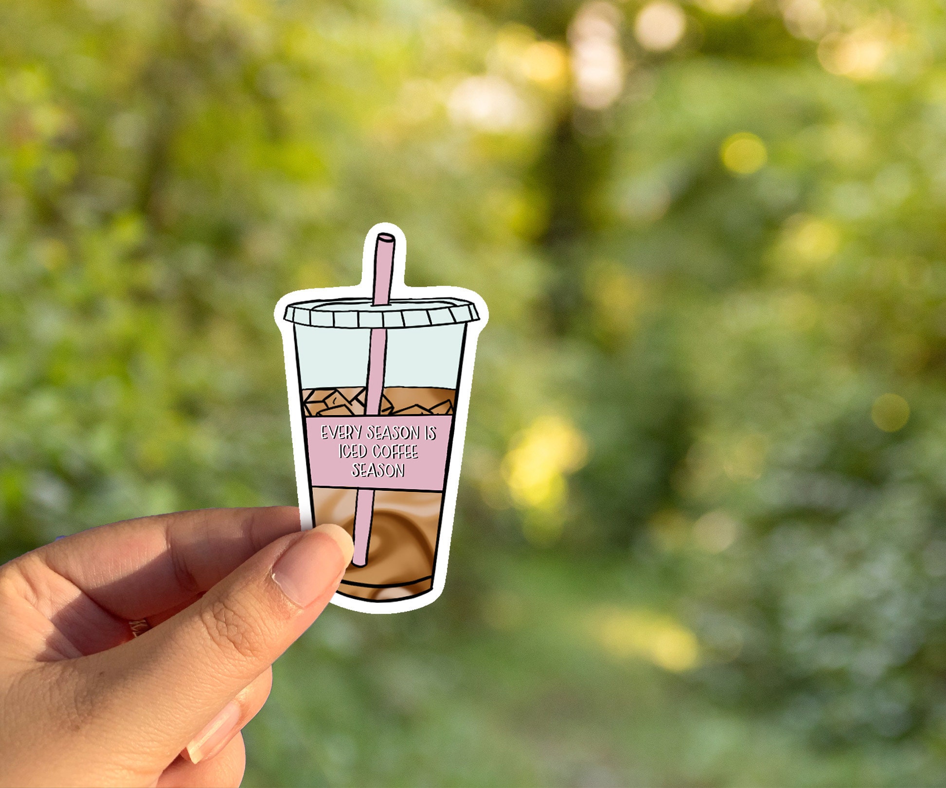 Iced Coffee Sticker Coffee Decal Water Bottle Sticker - Etsy