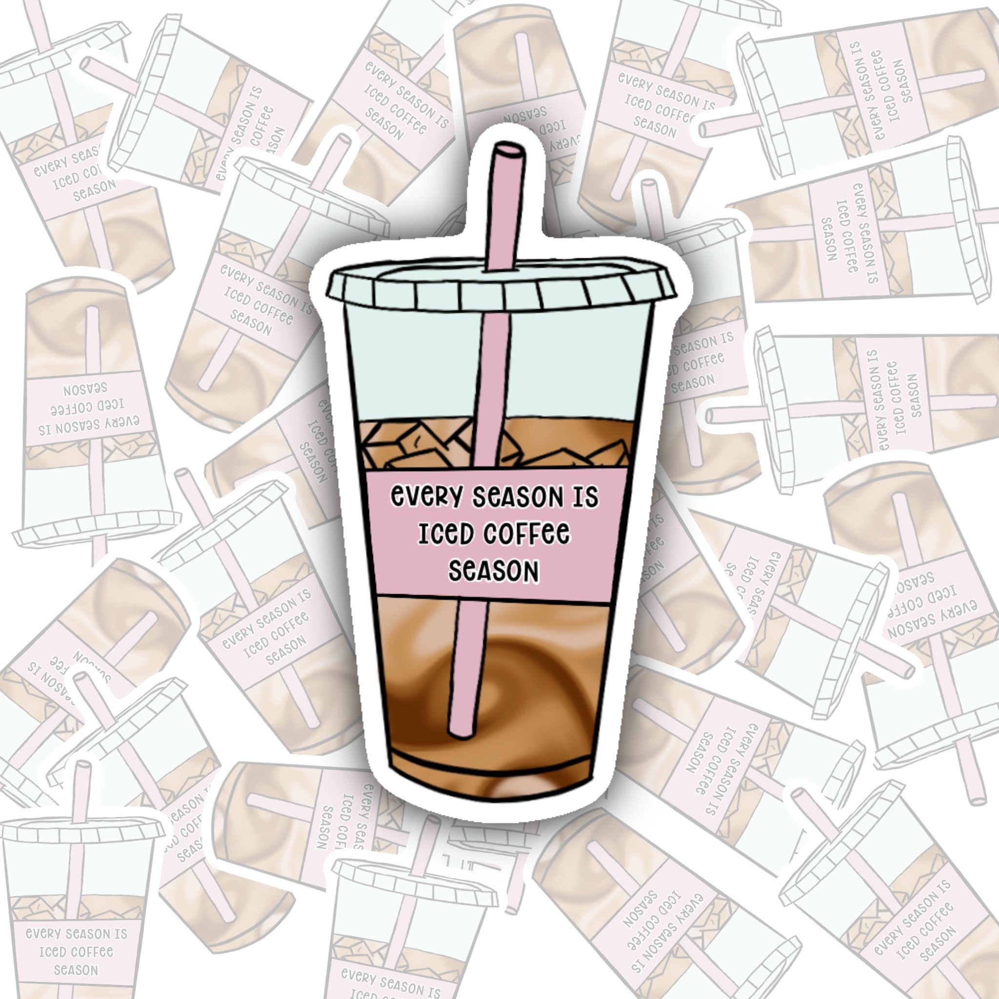 Iced Coffee Sticker Coffee Decal Water Bottle Sticker | Etsy