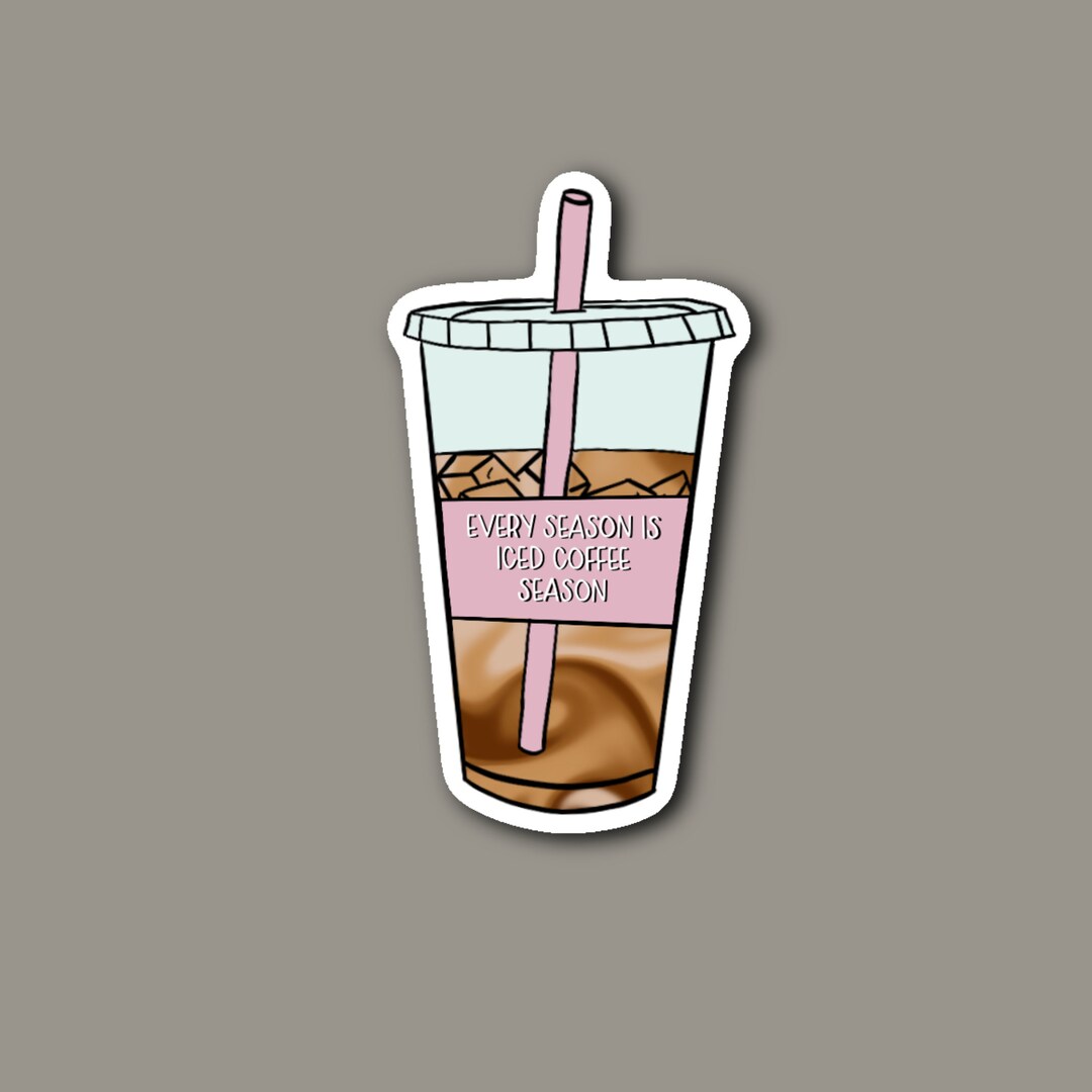 Iced Coffee Sticker Coffee Decal Water Bottle Sticker - Etsy