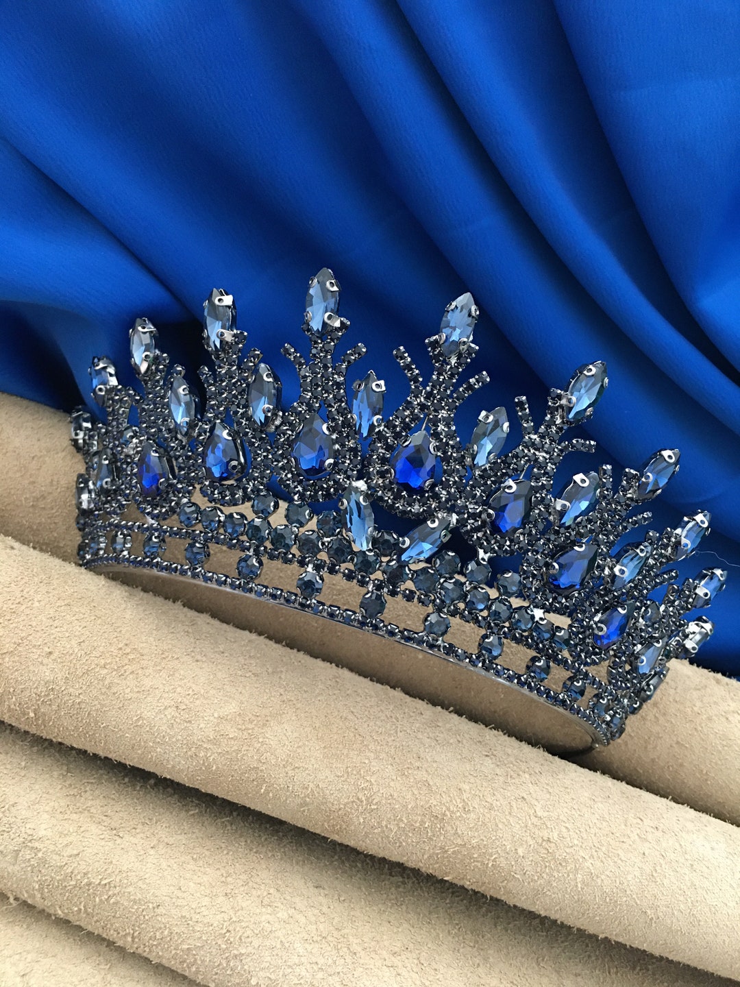 Navy Crown, Blue Hair Accessory, Bridal Hairpiece, Bridal Tiaras ...