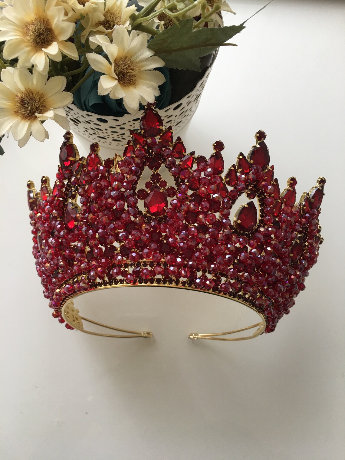 Burgundy Gold Crown the Queen's Crown Wedding Headpiece - Etsy