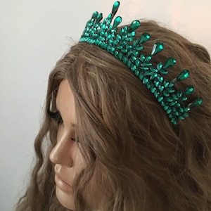 Crown, Bridal Green Tiara Bridal Hairpiece, Bridal Tiaras, Emerald ...