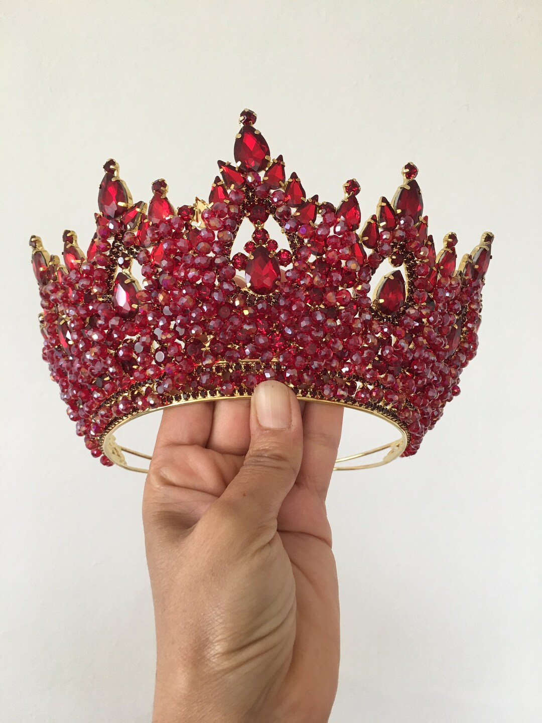 Burgundy Gold Crown the Queen's Crown Wedding Headpiece - Etsy