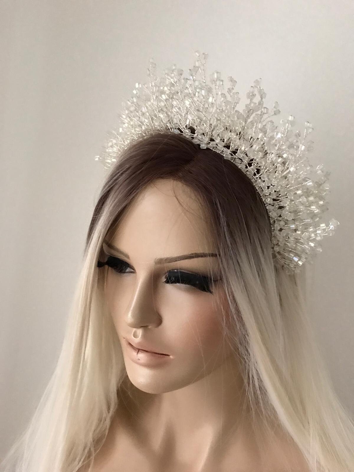 Crown, Bridal Crystal Beads Hair Accessory, Bridal Hairpiece, Bridal ...